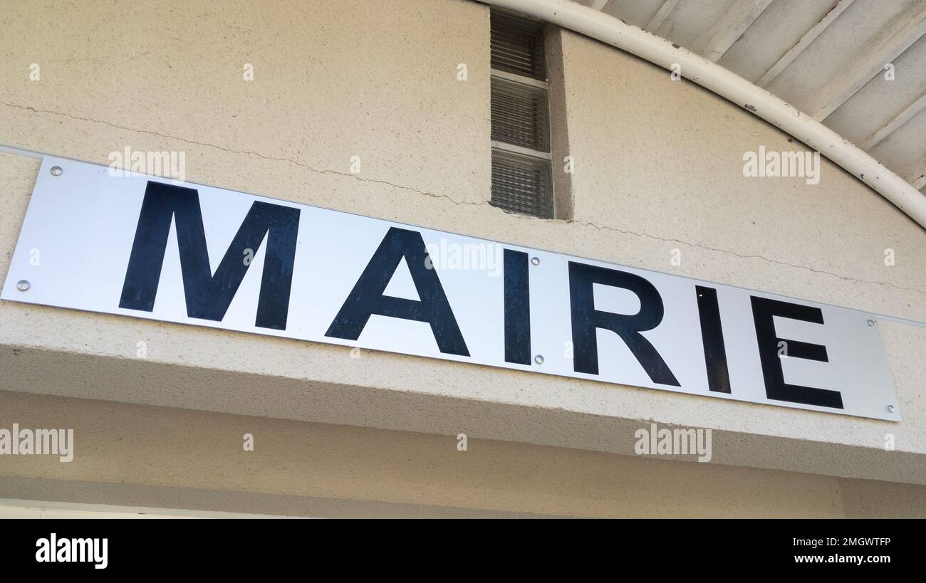 mairie french text means city town hall on facade building wall sign in ...