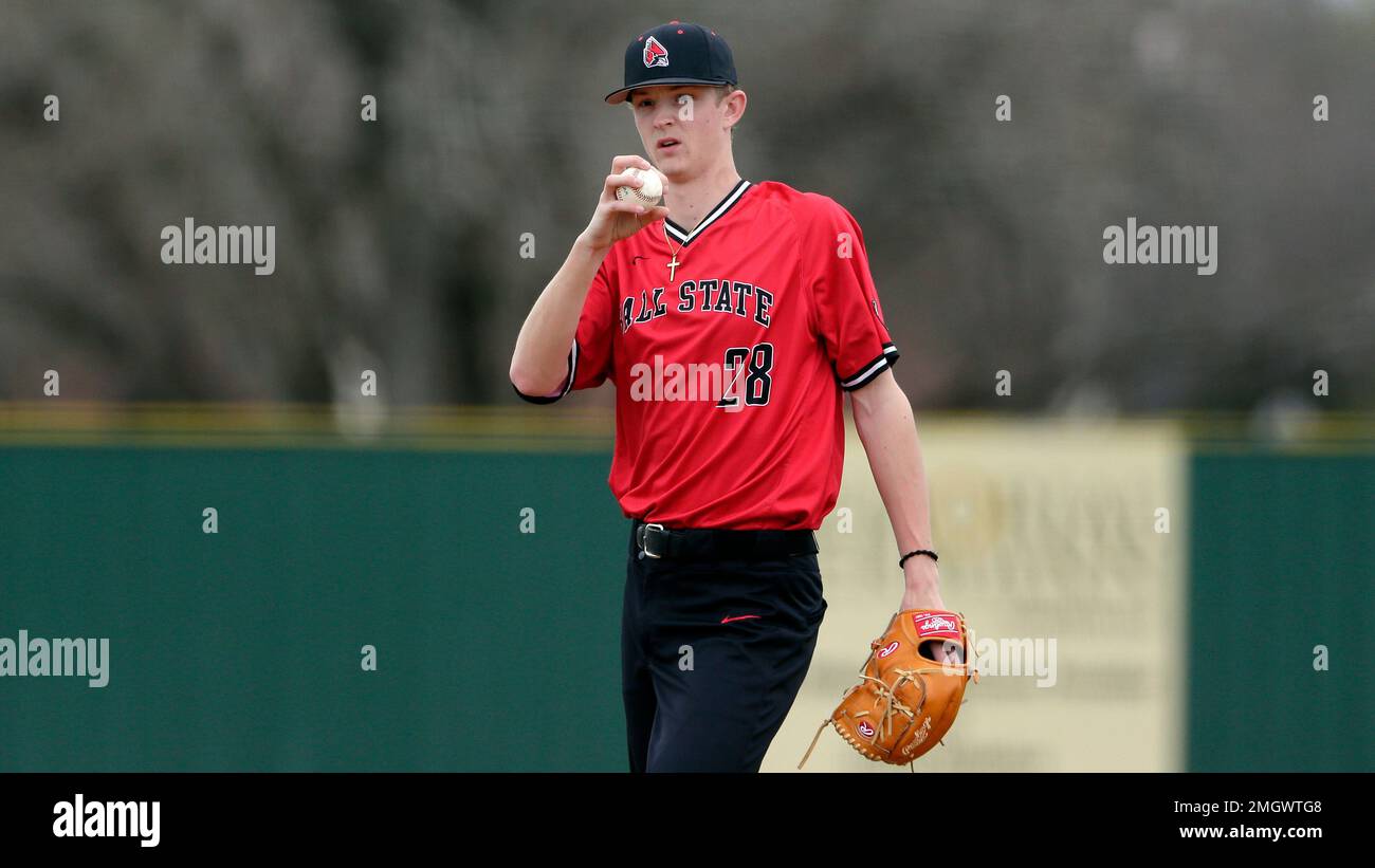 Ball State pitcher Ty Weatherly during an NCAA baseball game on Sunday ...