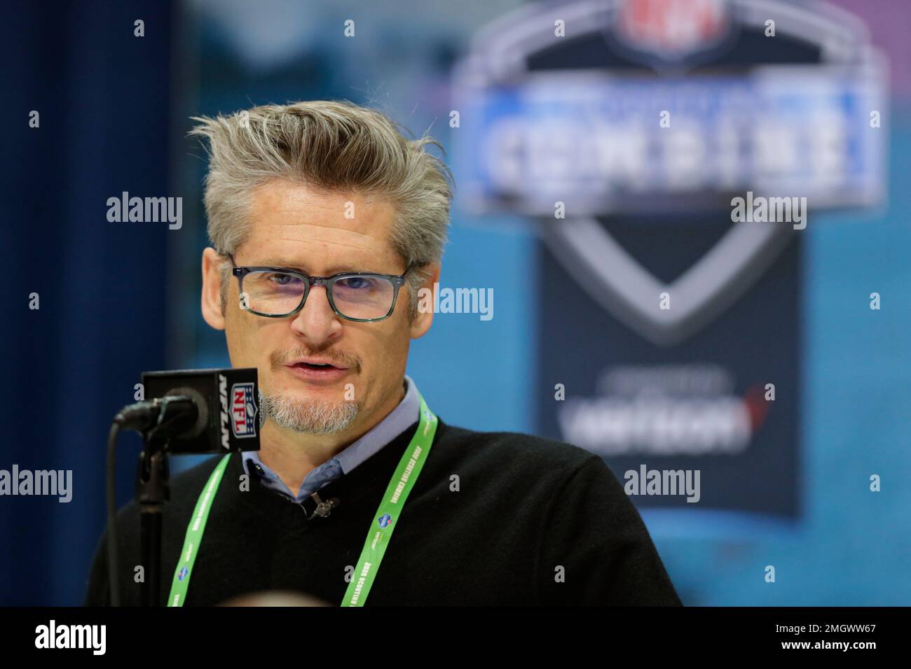 Atlanta Falcons general manager Thomas Dimitroff speaks during a press ...
