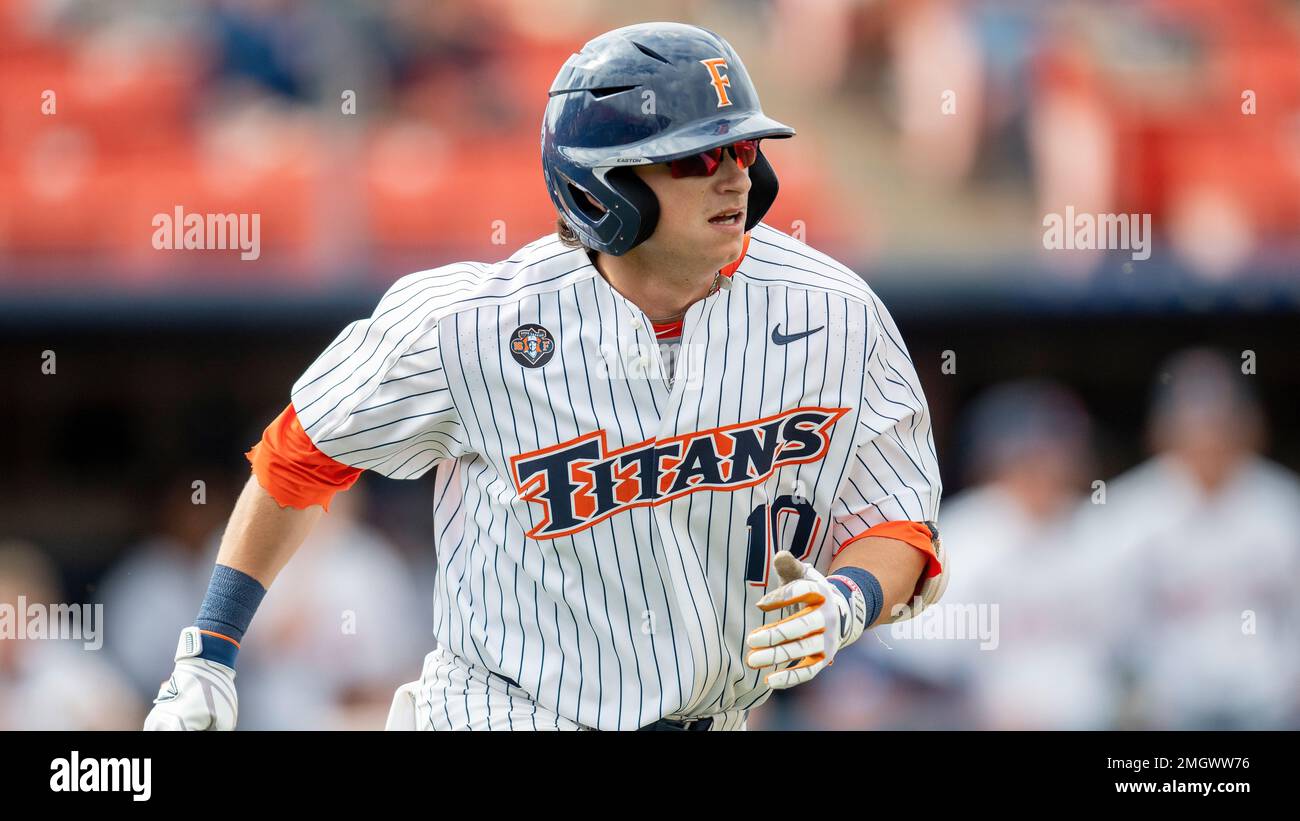 Cal State Fullerton's Isaiah Garcia during an NCAA baseball game ...