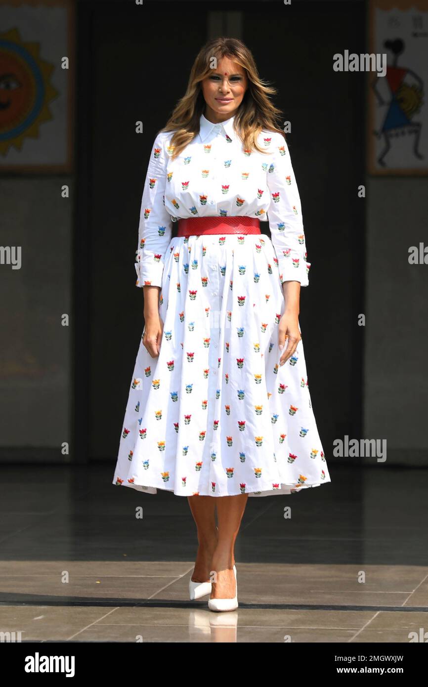 U.S. firstlady Melania Trump takes a tour of Sarvodaya Co-Educational ...