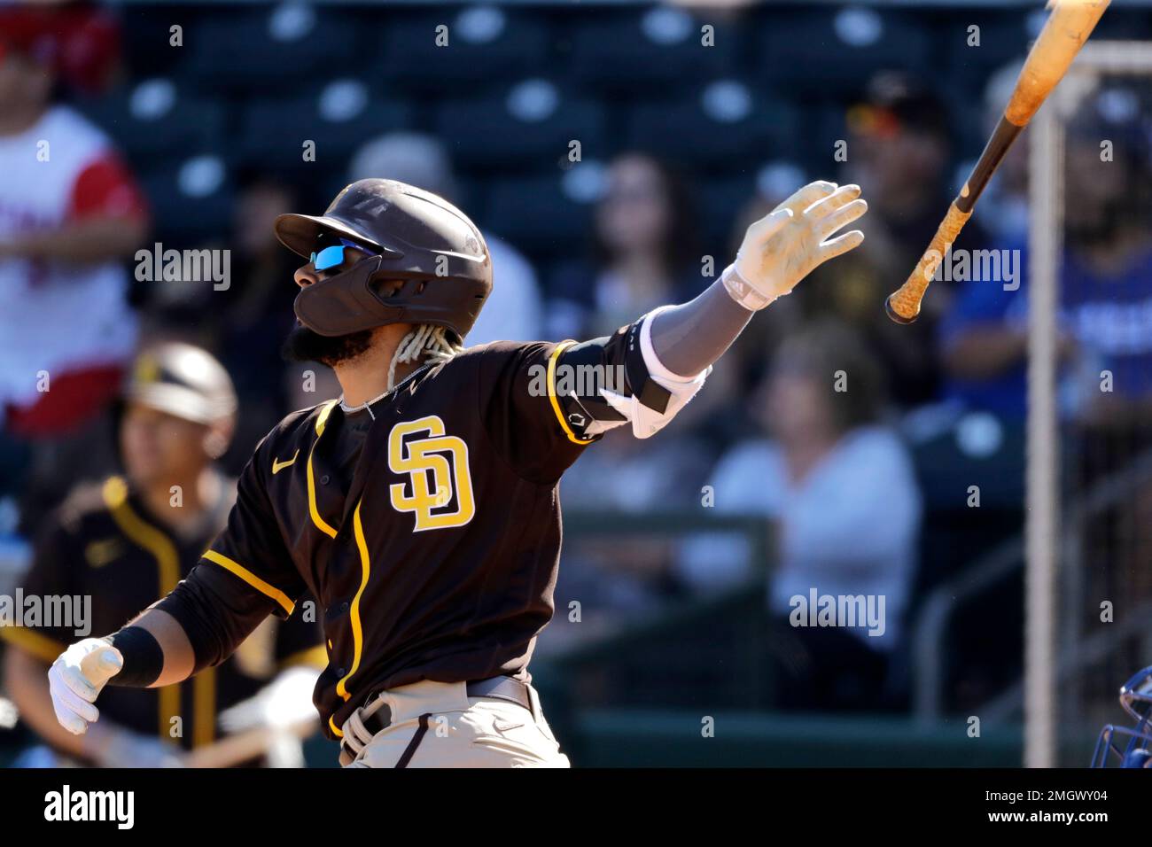 San Diego Padres' Fernando Tatis Jr. bats during the third inning of a ...