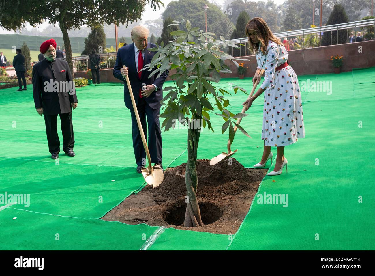U.S. President Donald Trump, and first lady Melania Trump, participate ...