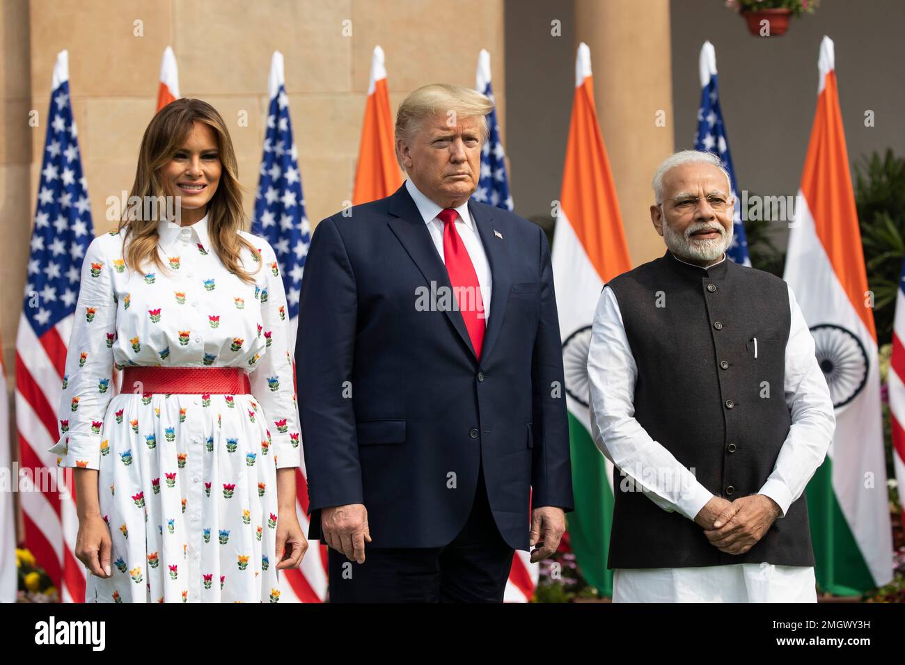 U.S. President Donald Trump, first lady Melania Trump and Indian Prime ...