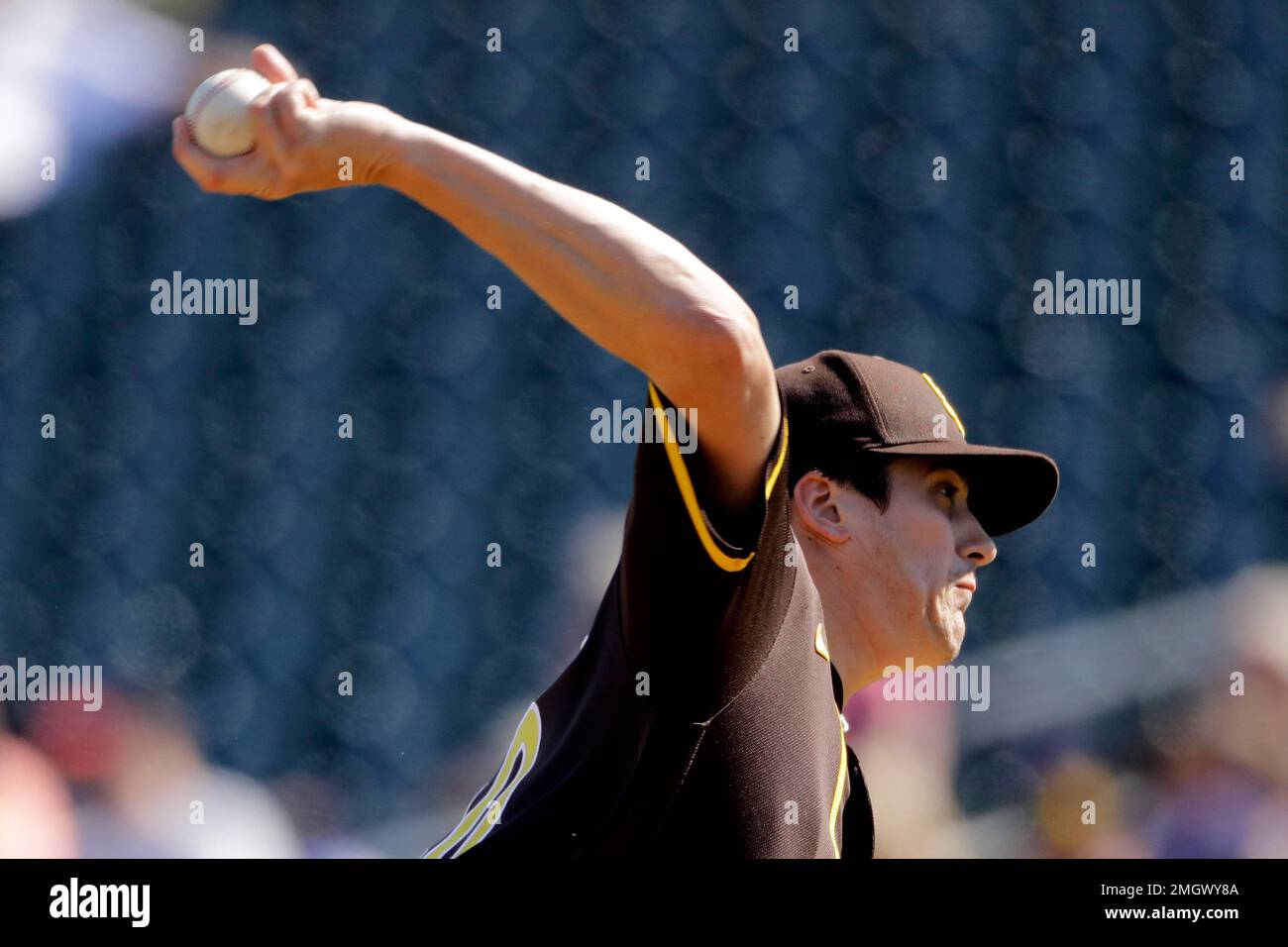 San Diego Padres starting pitcher Cal Quantrill throws during the first ...