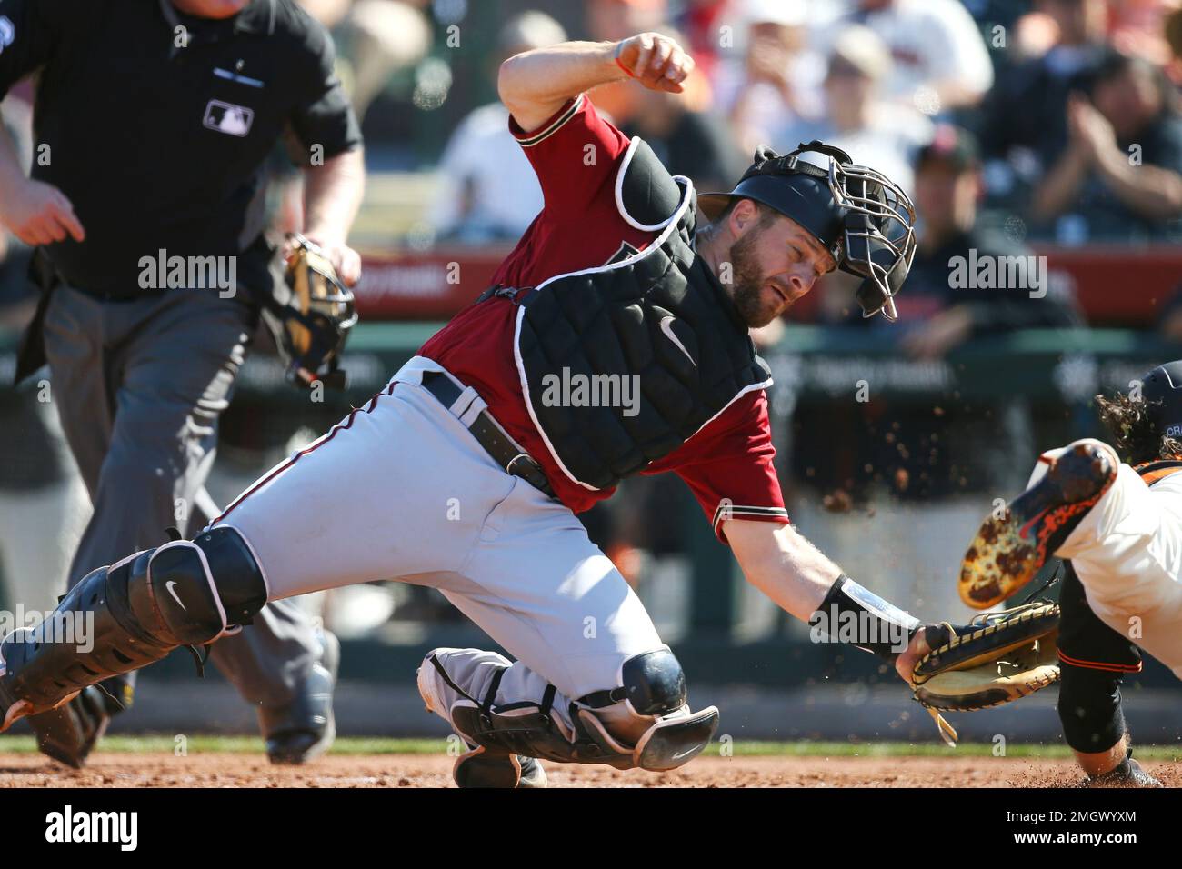 Arizona Diamondbacks Catcher Stephen Vogt Is Unable To Tag San