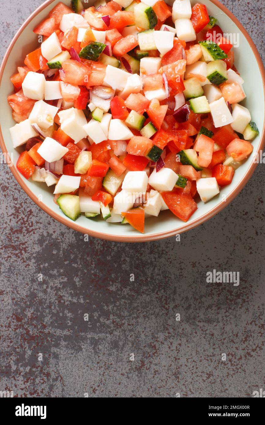 Bahamian conch seafood ceviche closeup on the plate on the table ...