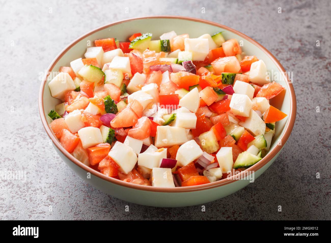 Conch salad native dish of the Bahamas closeup on the plate on the ...
