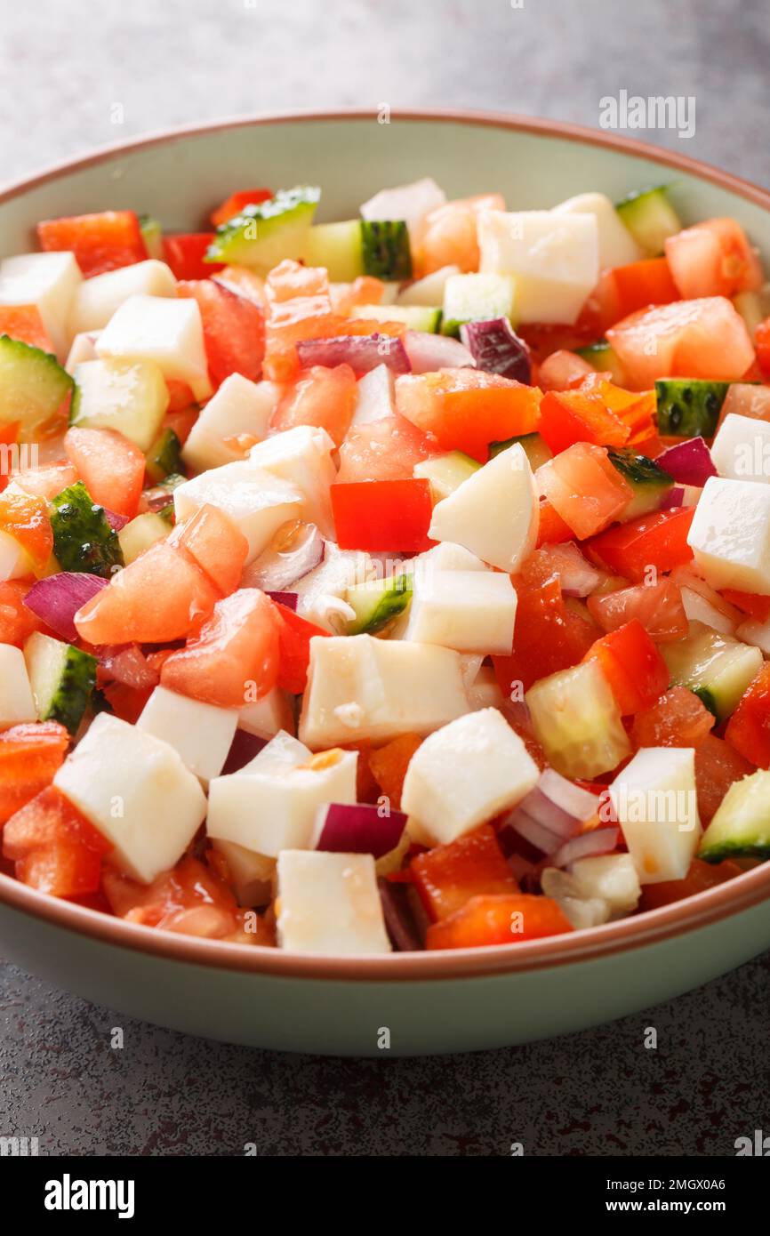 Bahamian conch seafood ceviche closeup on the plate on the table ...