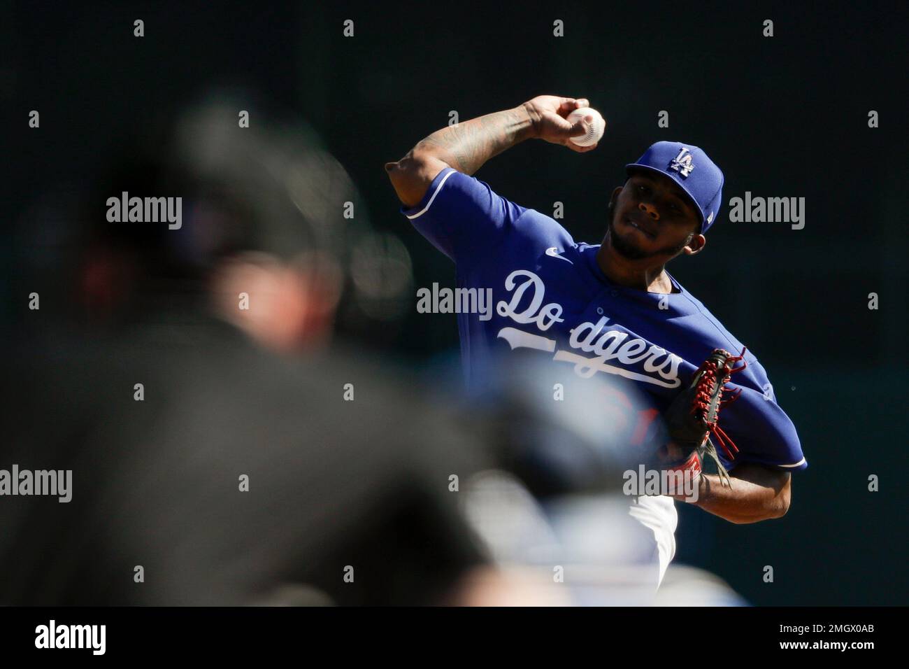 Los Angeles Dodgers pitcher Edubray Ramos works against a Chicago White ...