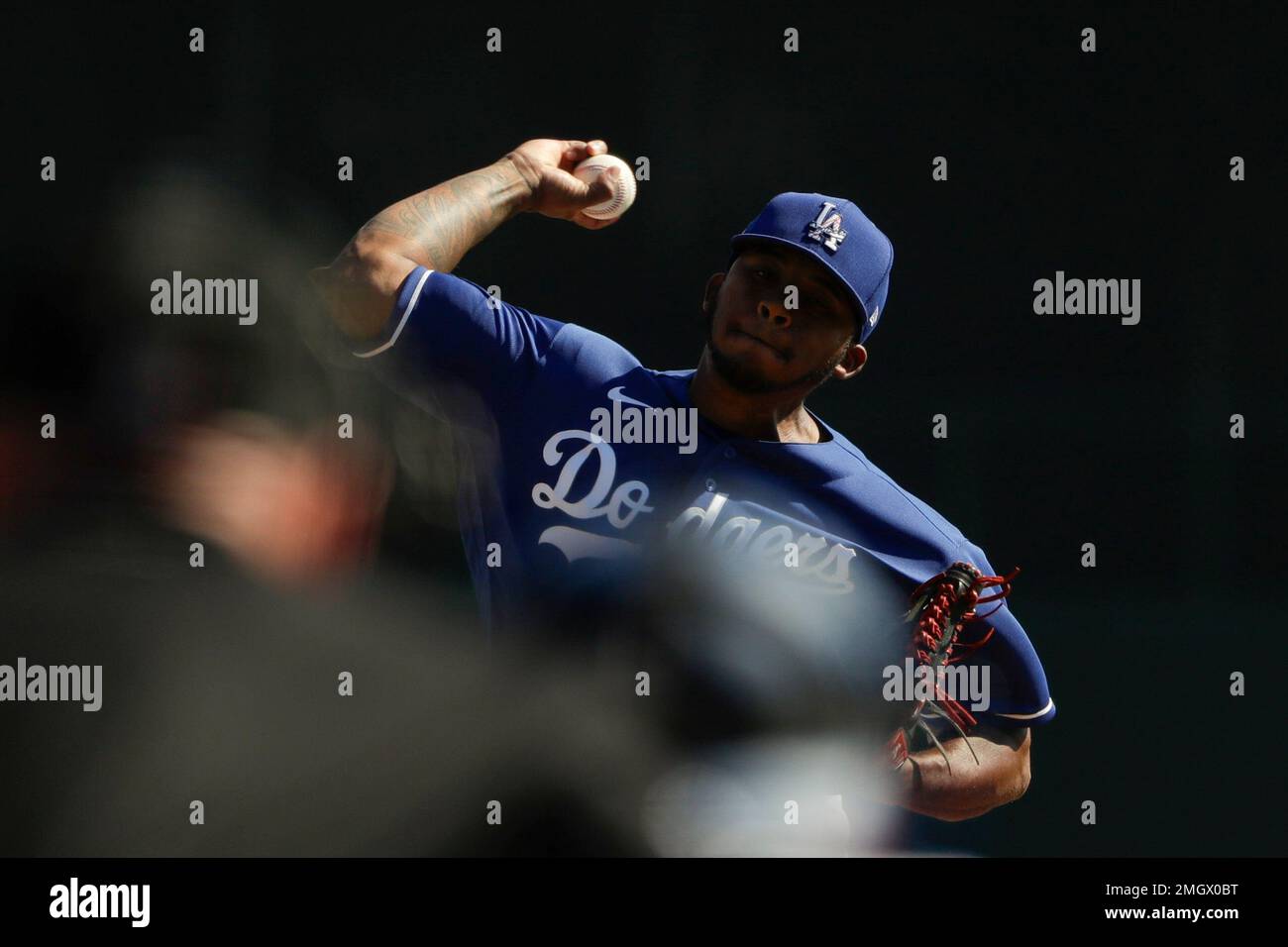 Los Angeles Dodgers pitcher Edubray Ramos works against a Chicago White ...