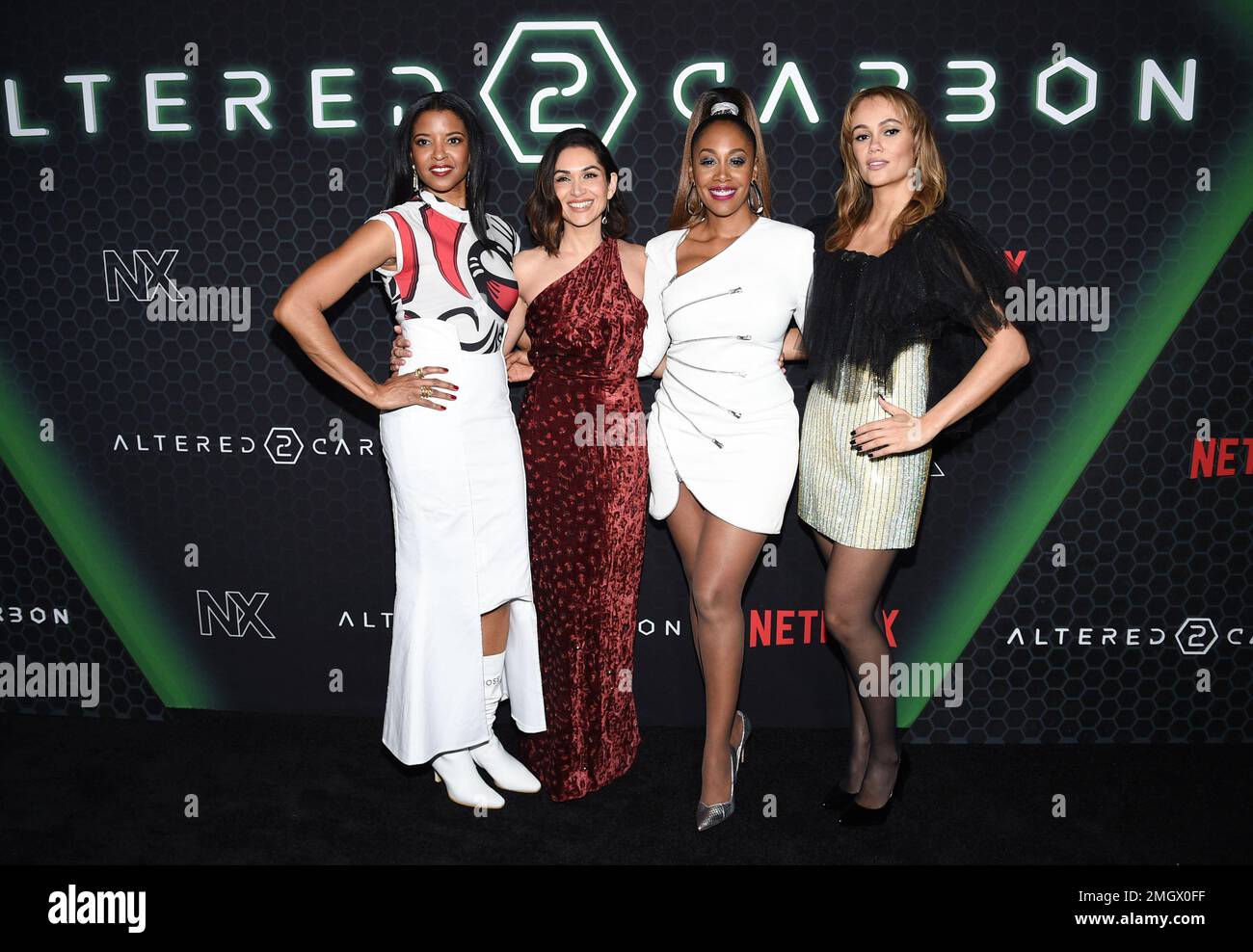 Actors Renée Elise Goldsberry, left, Lela Loren, Simone Missick and ...