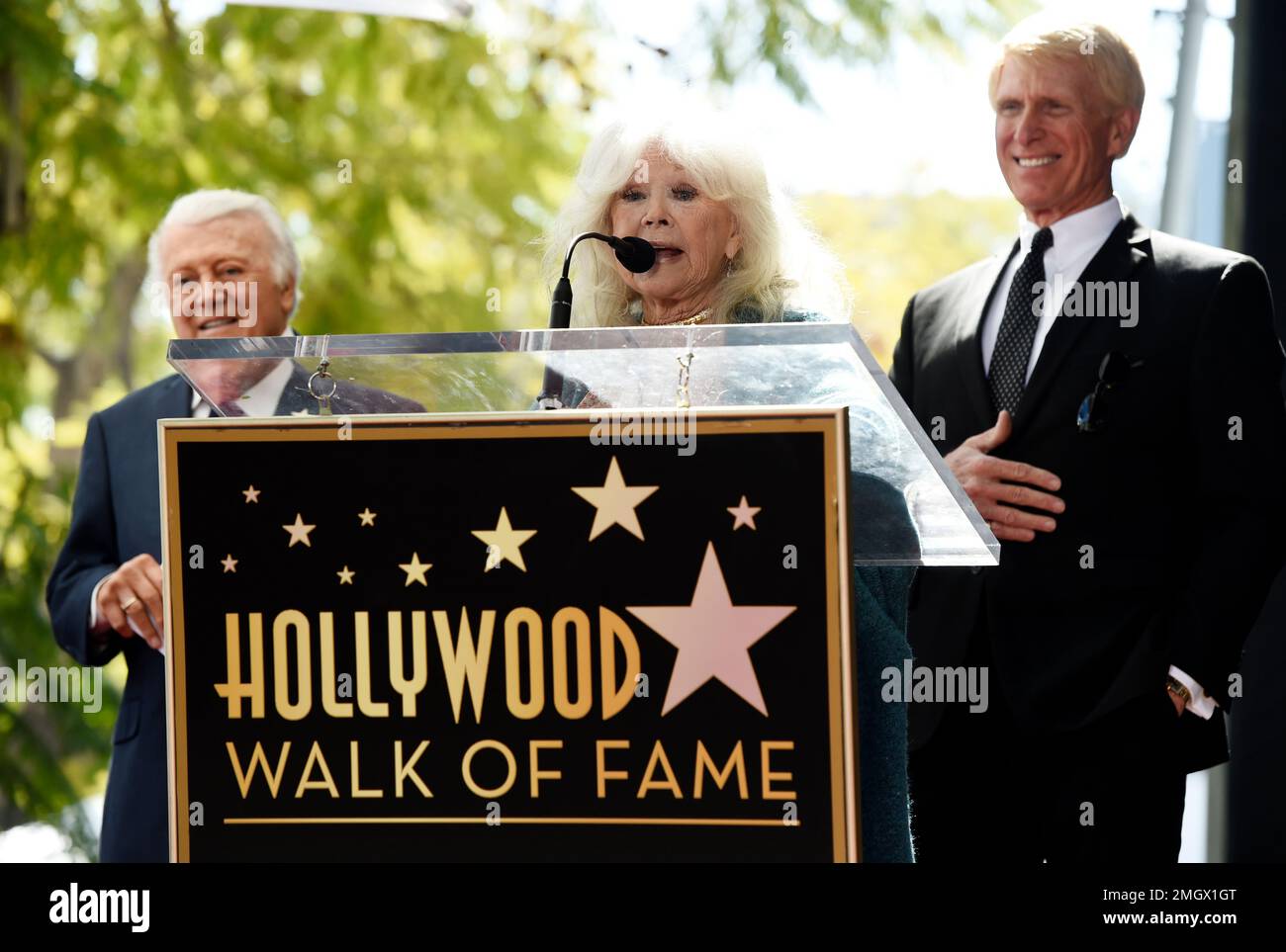Actress/singer Connie Stevens speaks at a ceremony awarding pop vocal ...