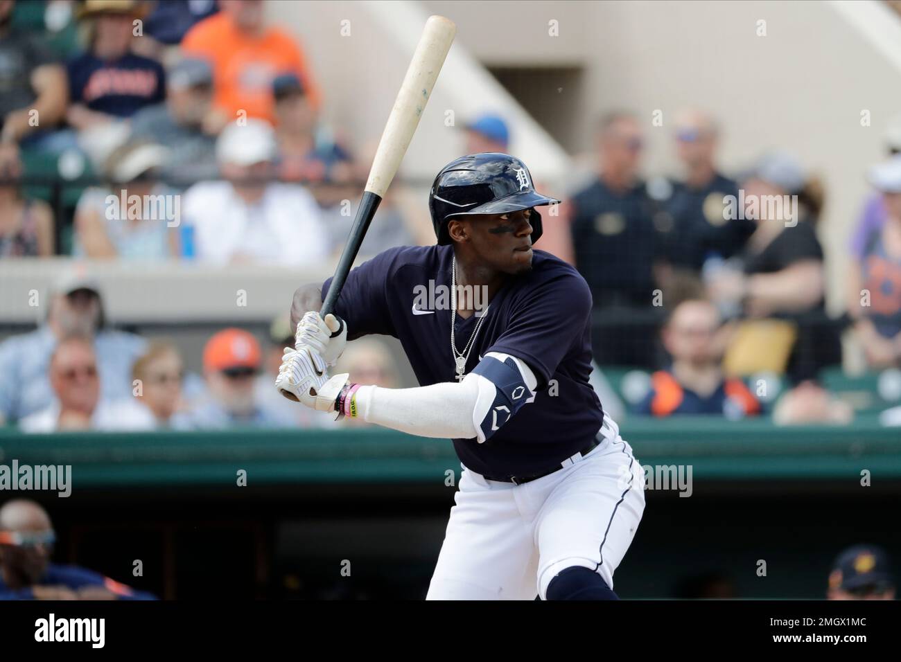 Detroit Tigers' Cameron Maybin during the third inning of a spring ...