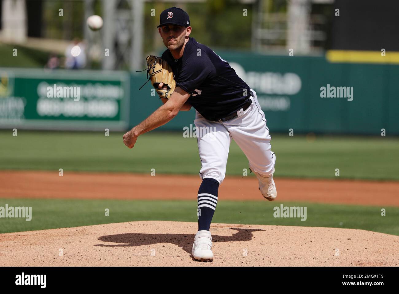 Detroit Tigers' Matthew Boyd delivers a pitch while warming up before ...