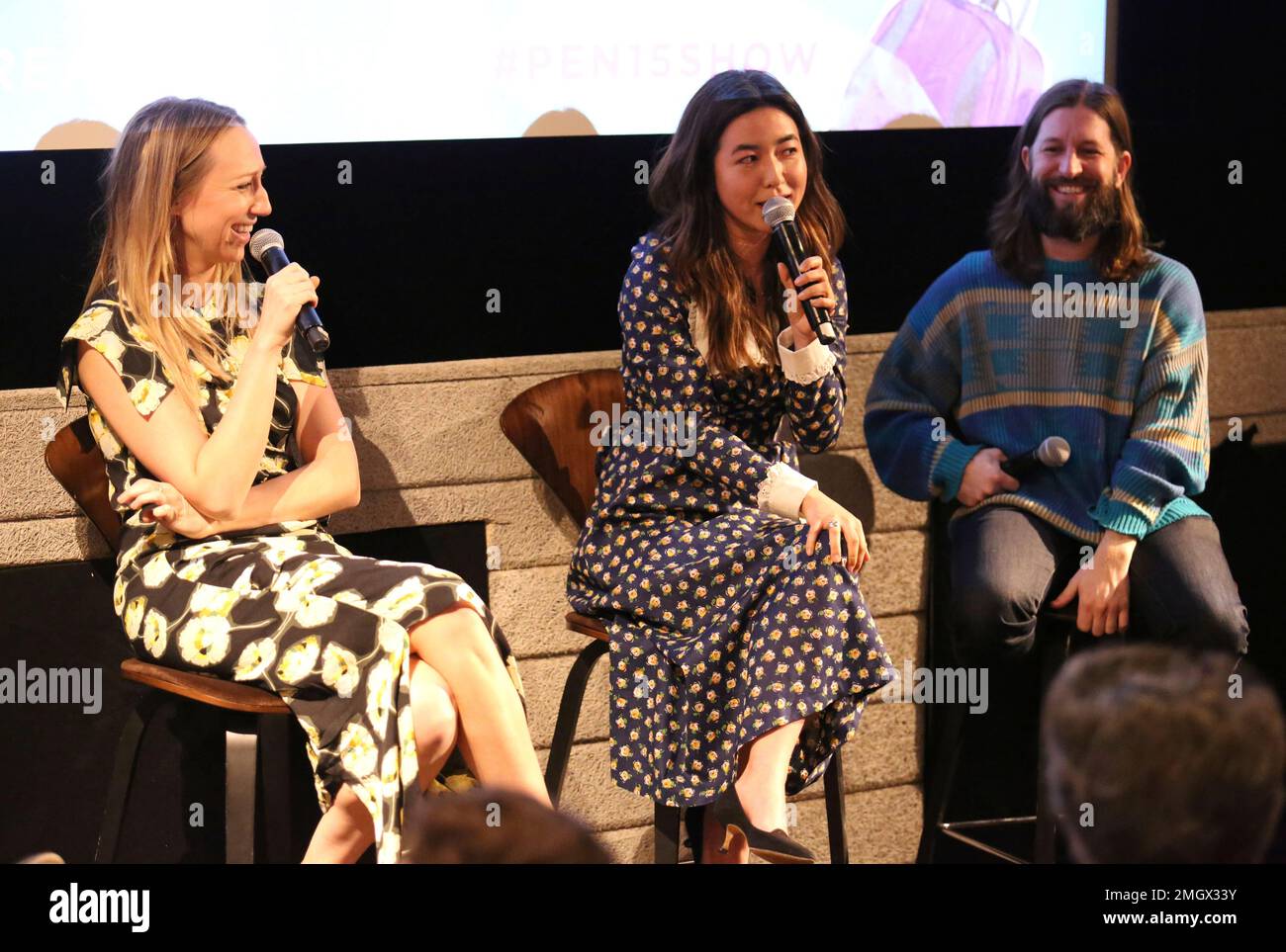 Anna Konkle, Maya Erskine and Sam Zvibleman seen at AwesomenessTV's ...