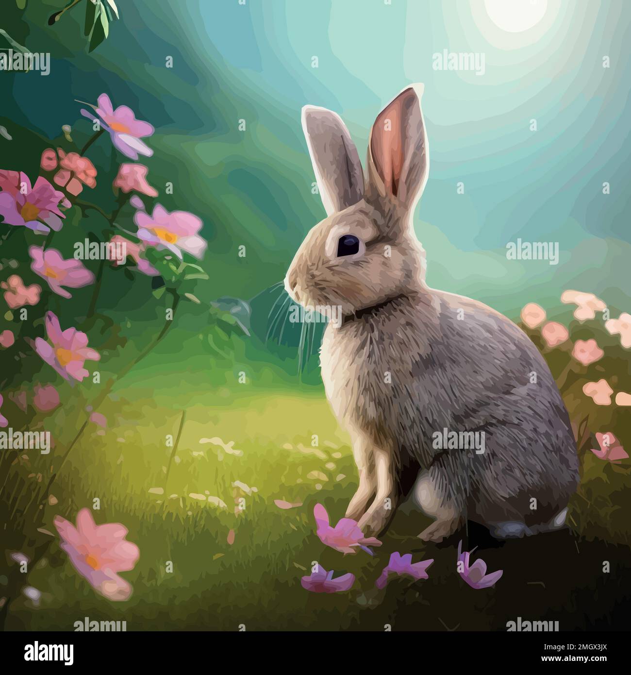 Easter bunny in basket Stock Vector Images - Alamy
