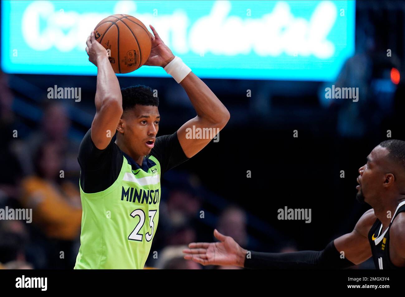Minnesota Timberwolves guard Jarrett Culver passes during an NBA ...