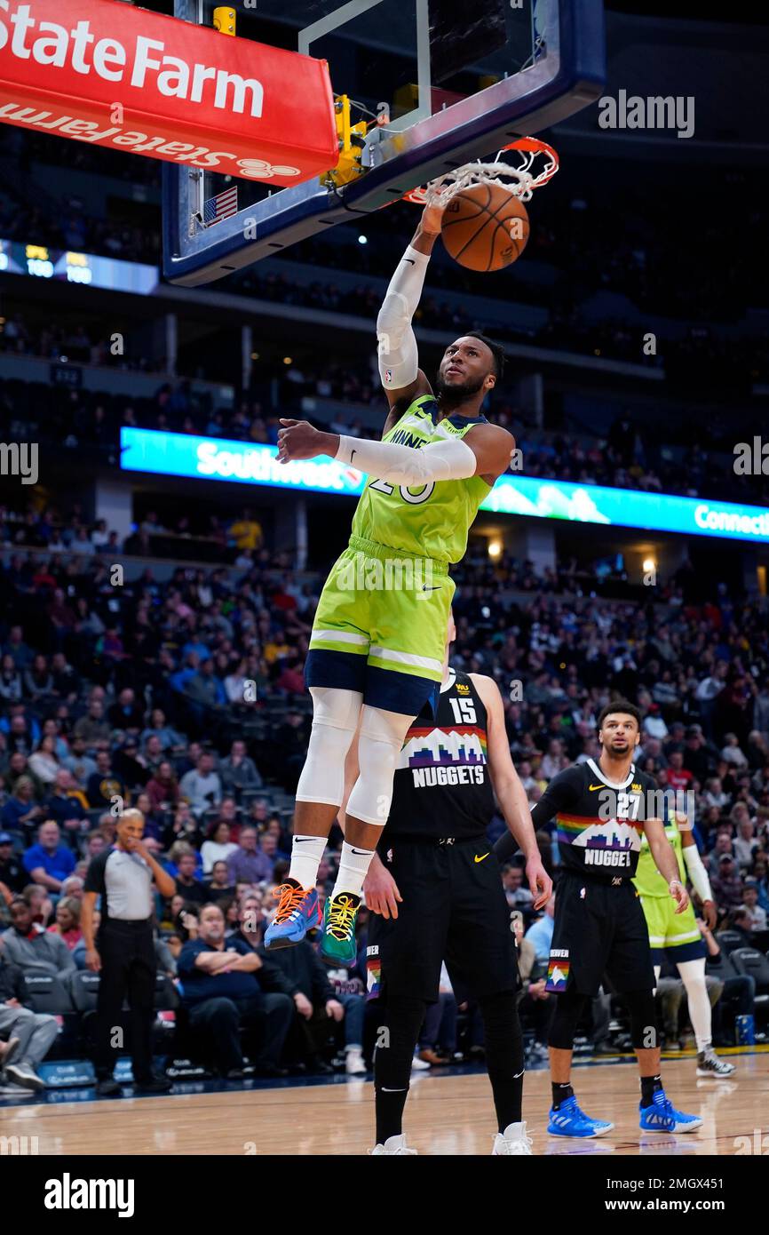 Minnesota Timberwolves guard Josh Okogie dunks during an NBA basketball ...