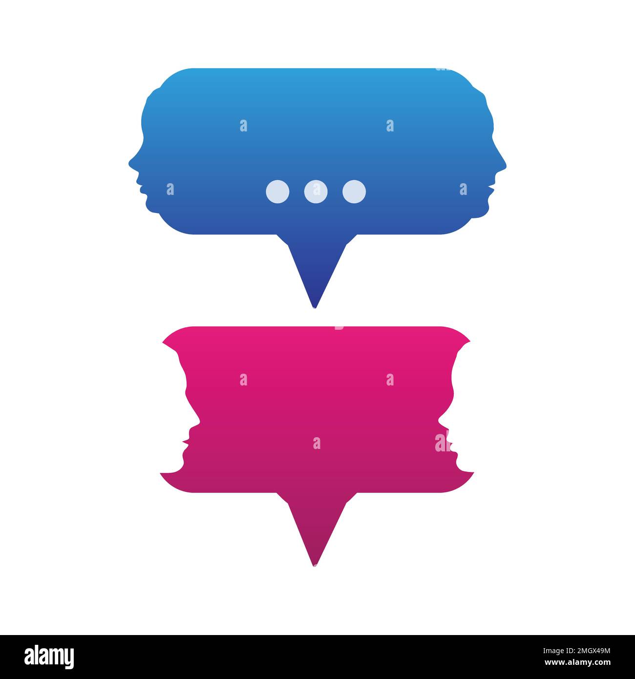 Speech bubbles two heads Stock Vector Image & Art - Alamy