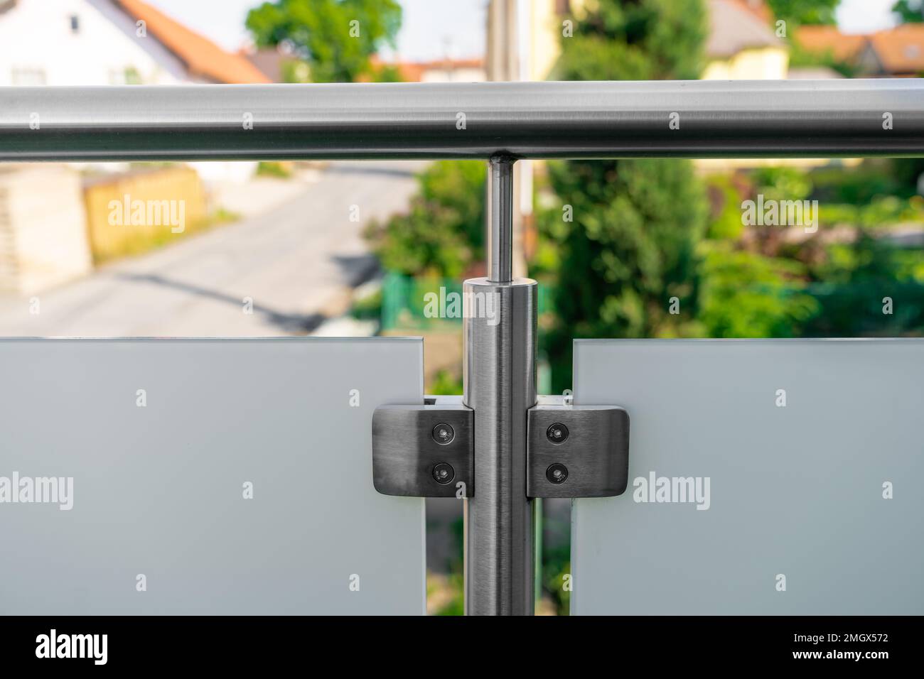 stainless steel column with glass holder Stock Photo - Alamy