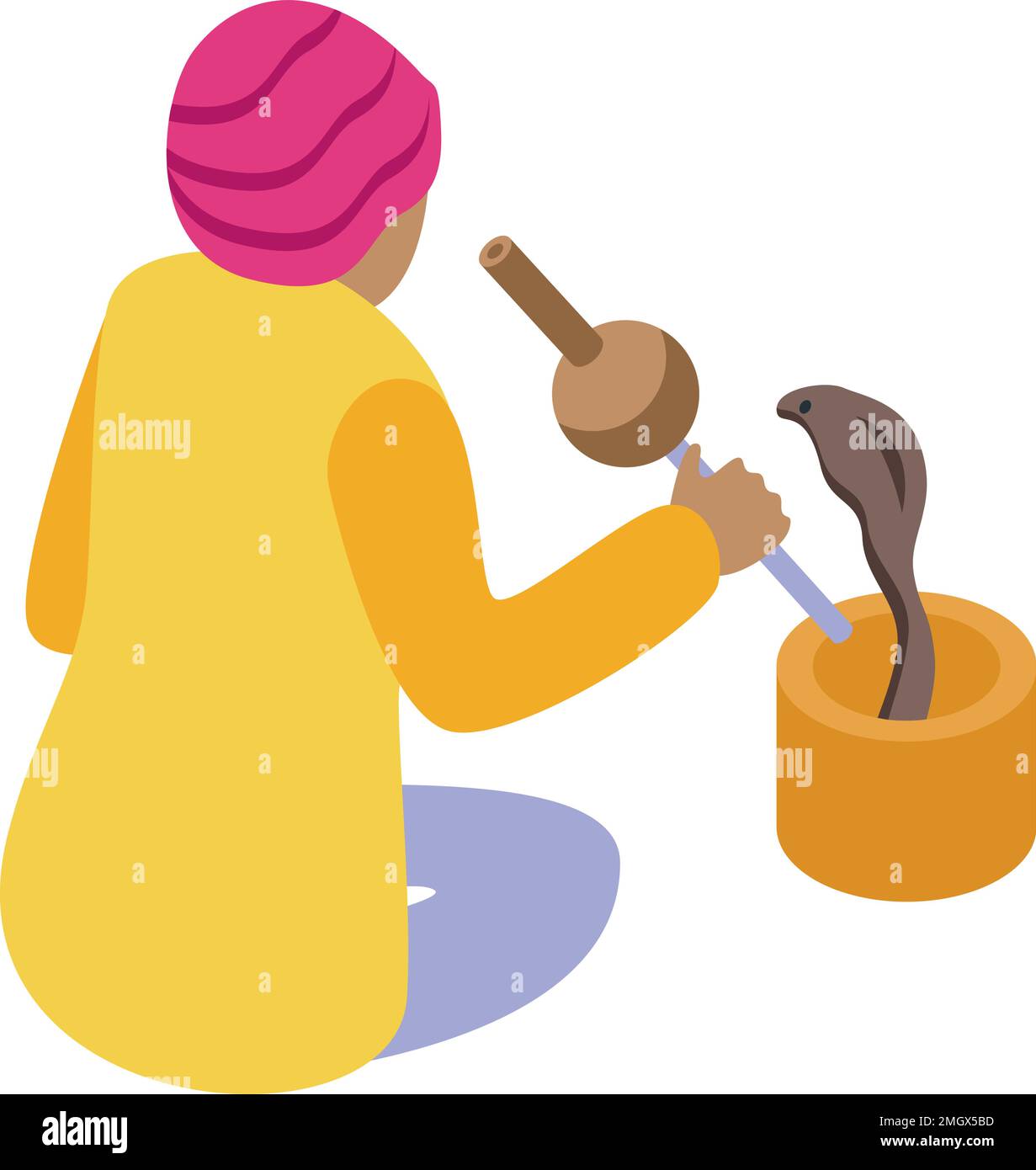 Sage snake charmer icon isometric vector. Indian basket. Culture care ...