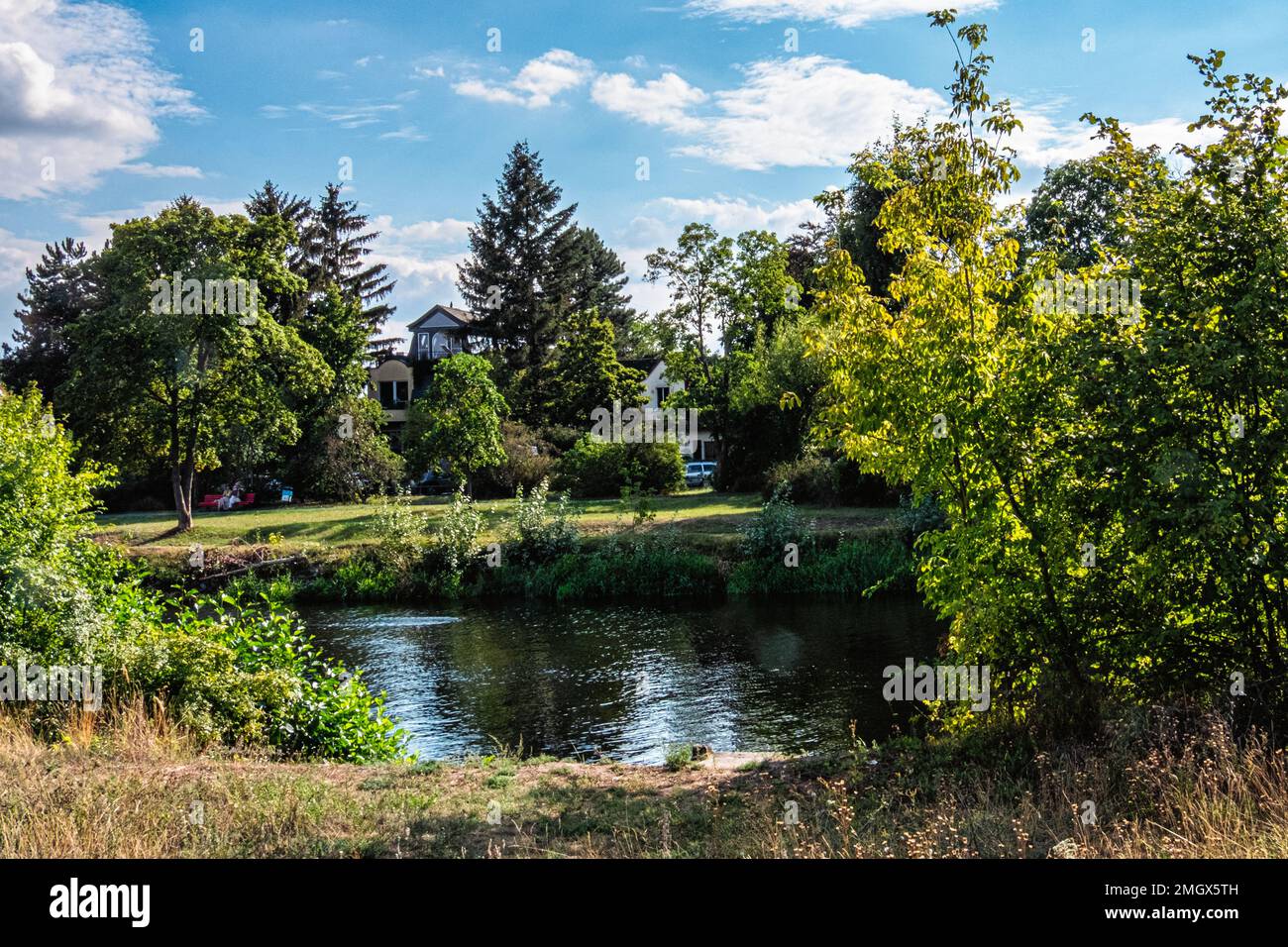Grand houses next to Teltow Canal, Rudow Berlin, View from Johannisthal ...