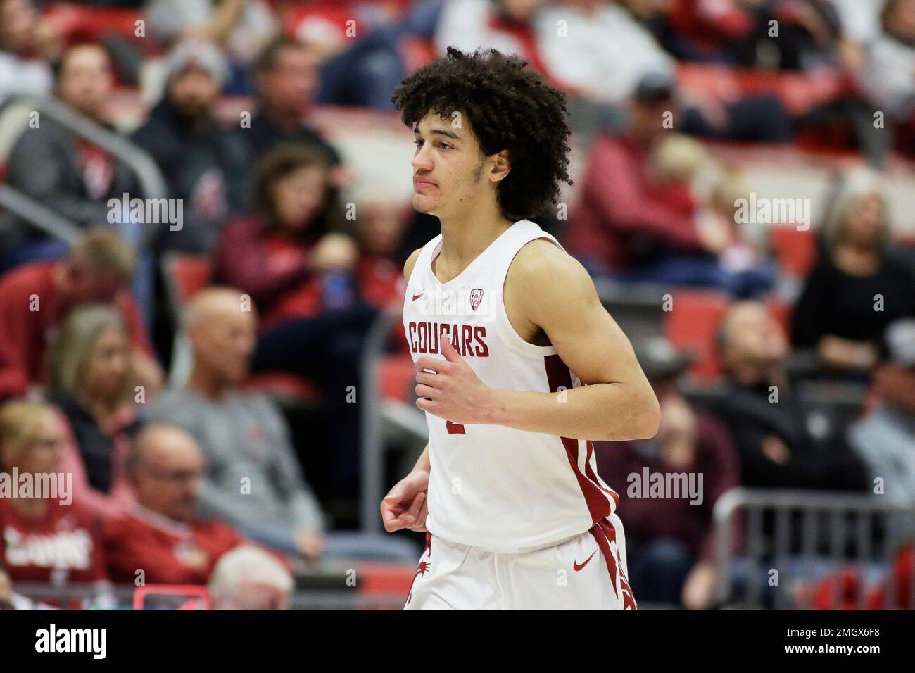 Washington State forward CJ Elleby runs on the court during the second ...