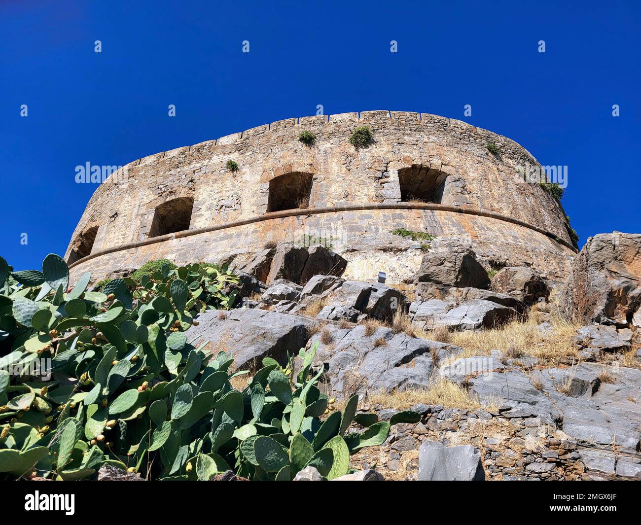Greece, Crete, buildings built of stone in old Venetian Fortress ...