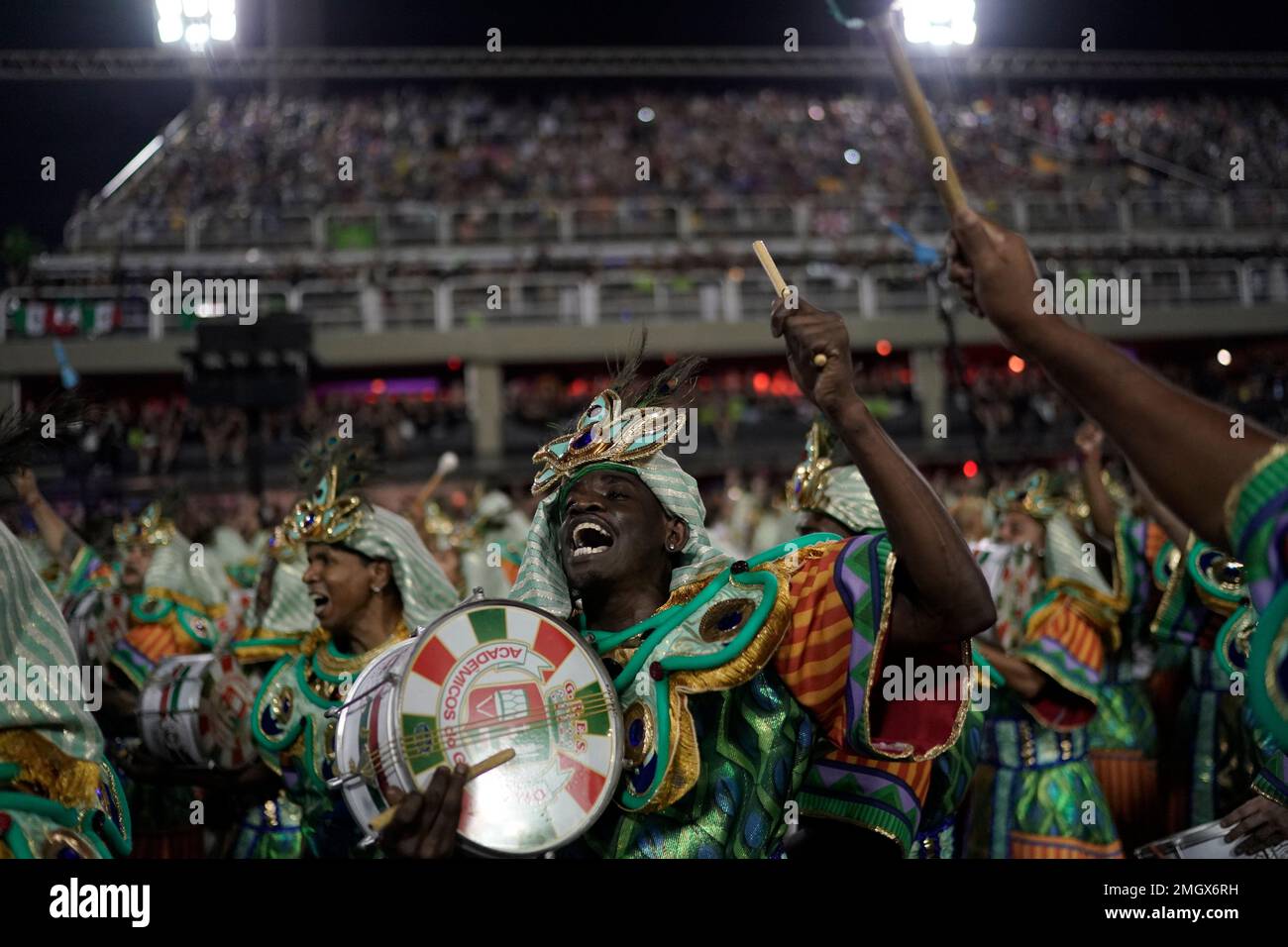 A performer from the Grande Rio samba school parades during Carnival ...