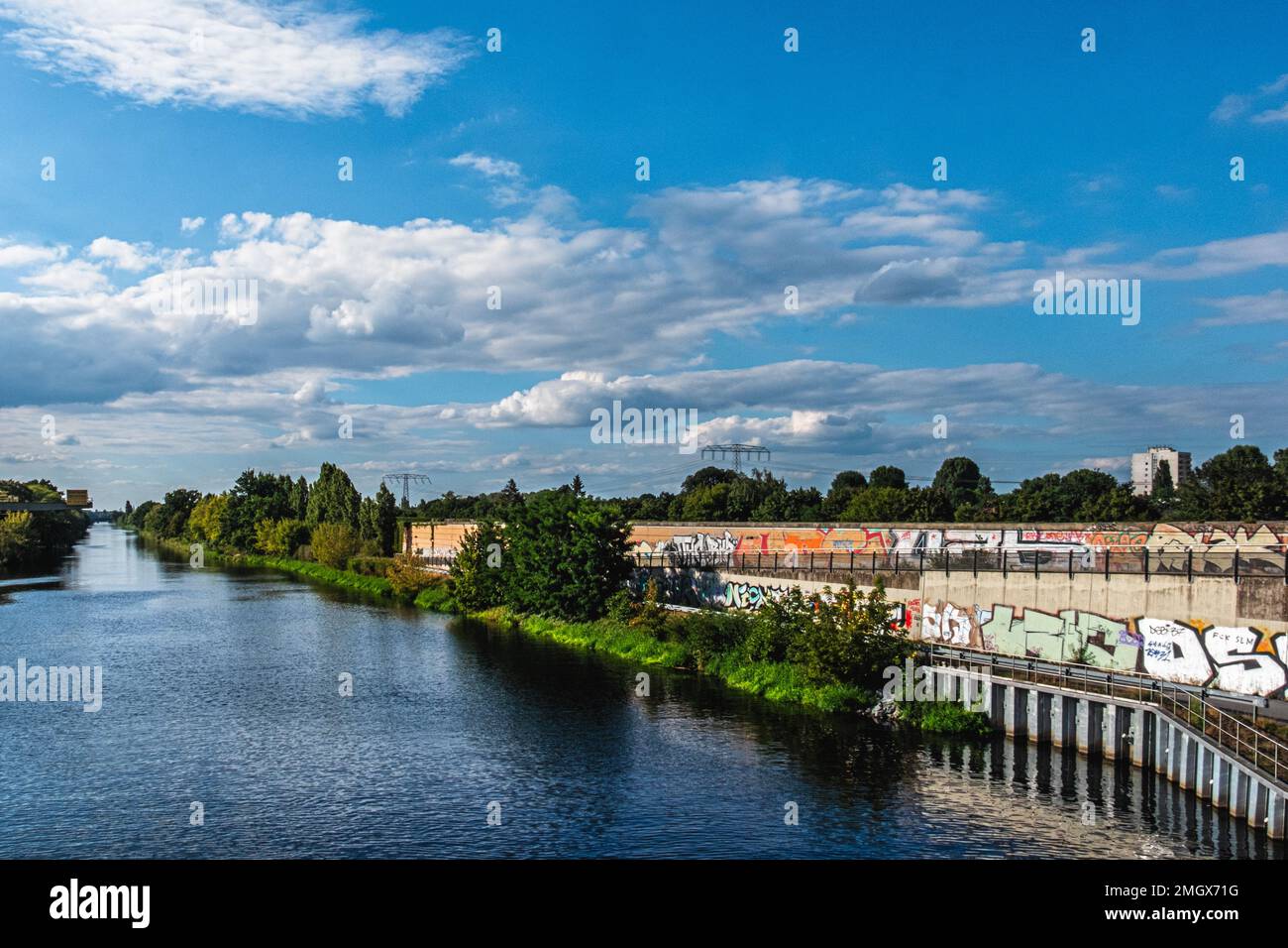 View from Massante Bridge over Teltow Canal,Berlin.Treptow-Köpenick ...