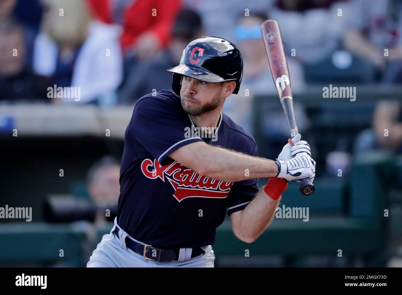 Cleveland Indians' Mike Freeman bats during the third inning of a ...