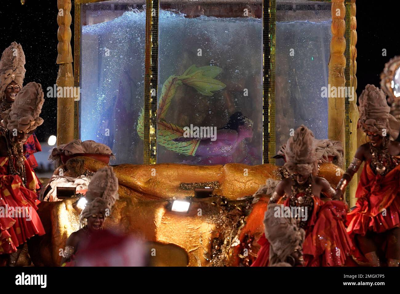 A performer dressed as a mermaid from the Viradouro samba school ...