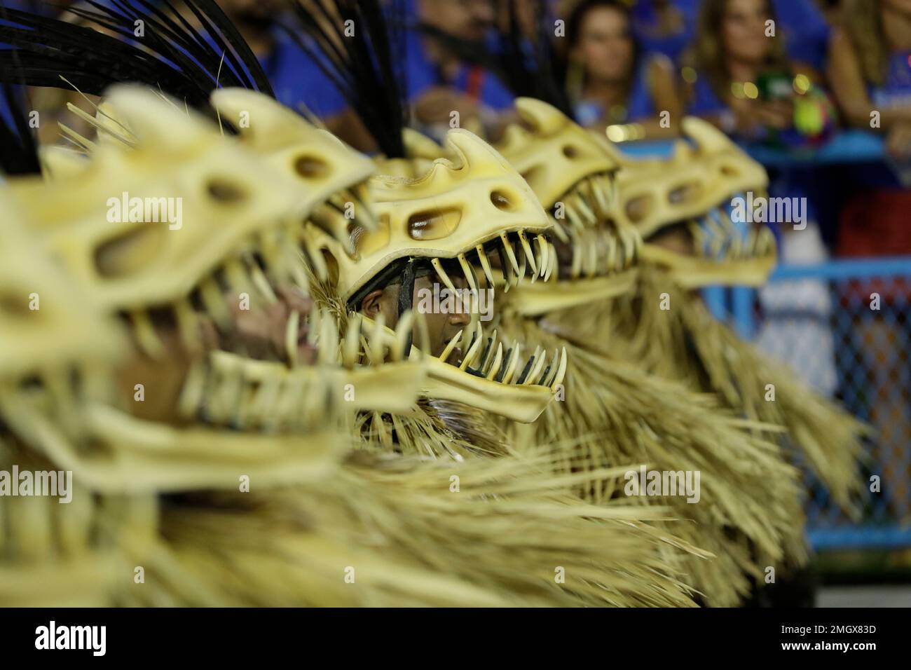 Performers from the Estacio de Sa samba school parade during Carnival ...