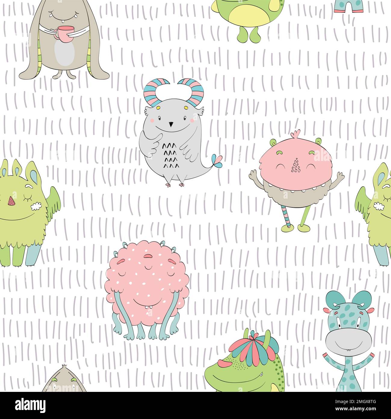 Cute Cartoon Monsters Stock Vector Image & Art - Alamy