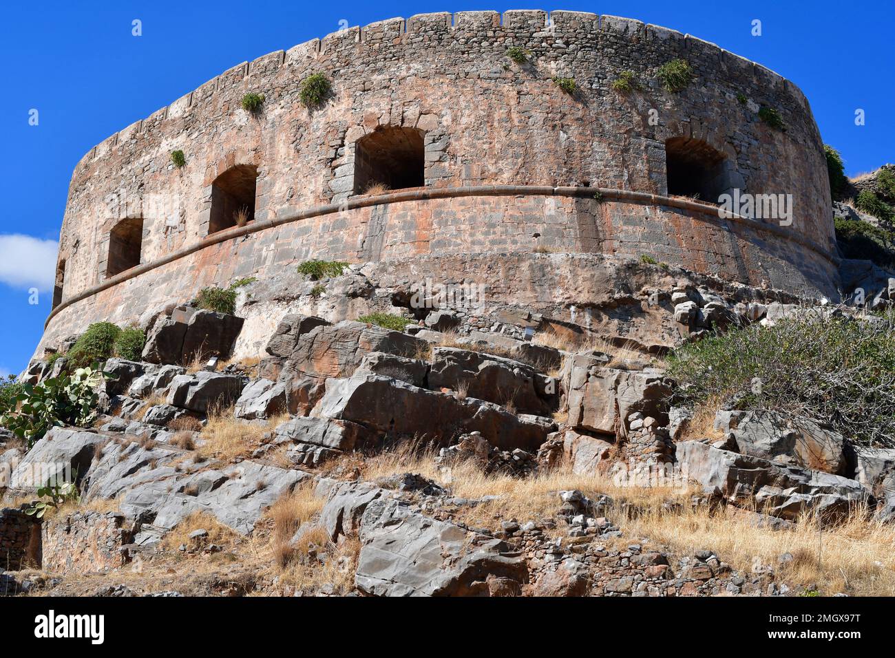 Greece, Crete, buildings built of stone in old Venetian Fortress ...