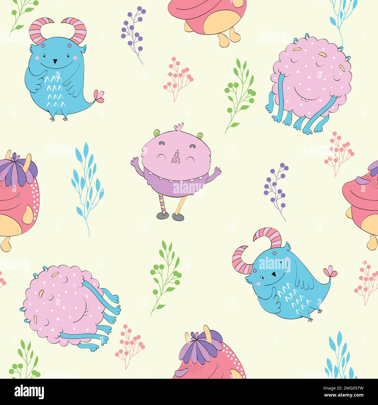 Cute Cartoon Monsters Stock Vector Image & Art - Alamy