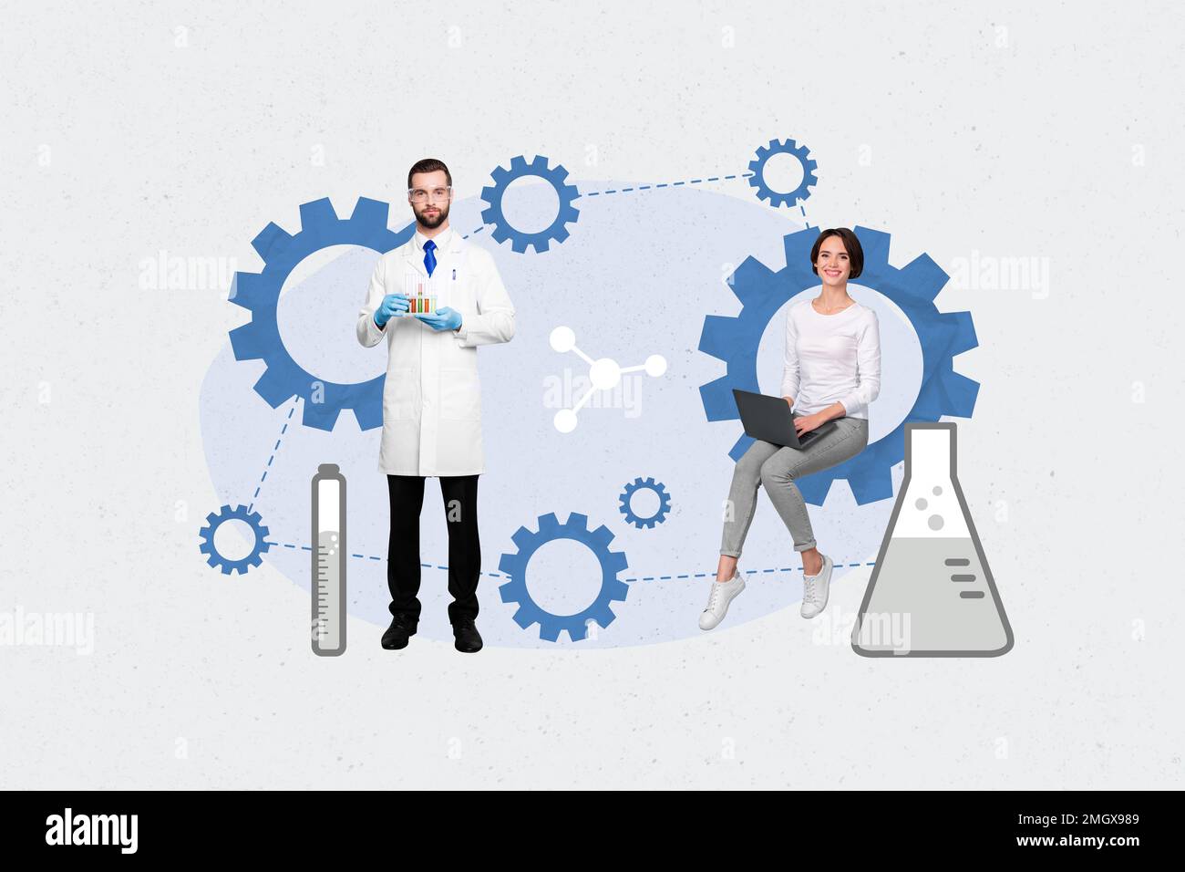 Creative abstract collage template graphics image of pharmacist ...