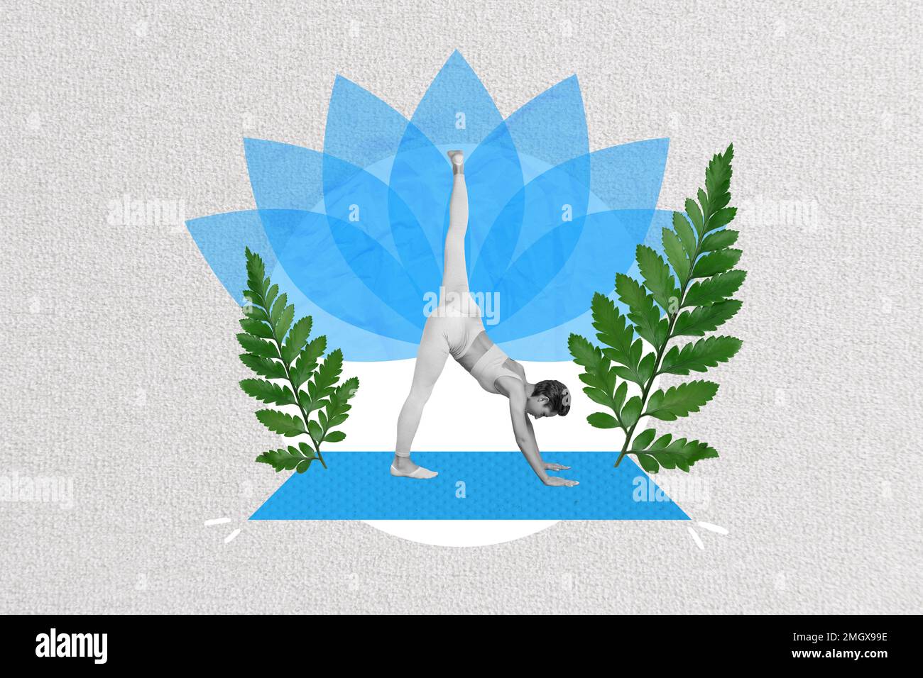 Composite collage picture image of young sportive flexible woman asana ...