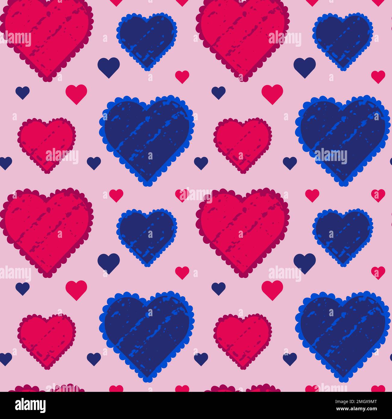 Seamless pattern with pink and blue hearts. Fabric pattern. Vector ...