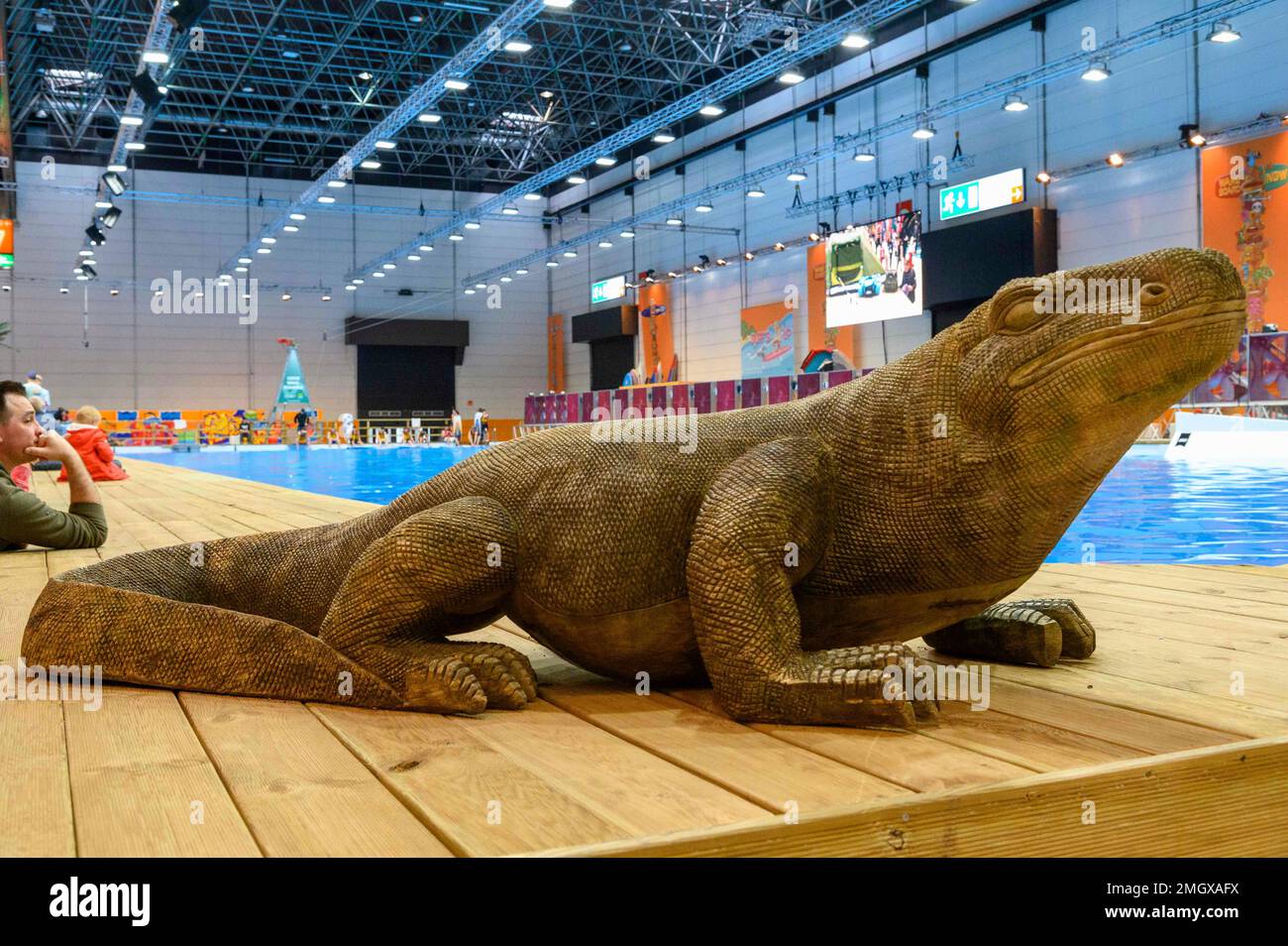 Monitor lizard sculpture, general, feature, edge motif, symbol photo ...