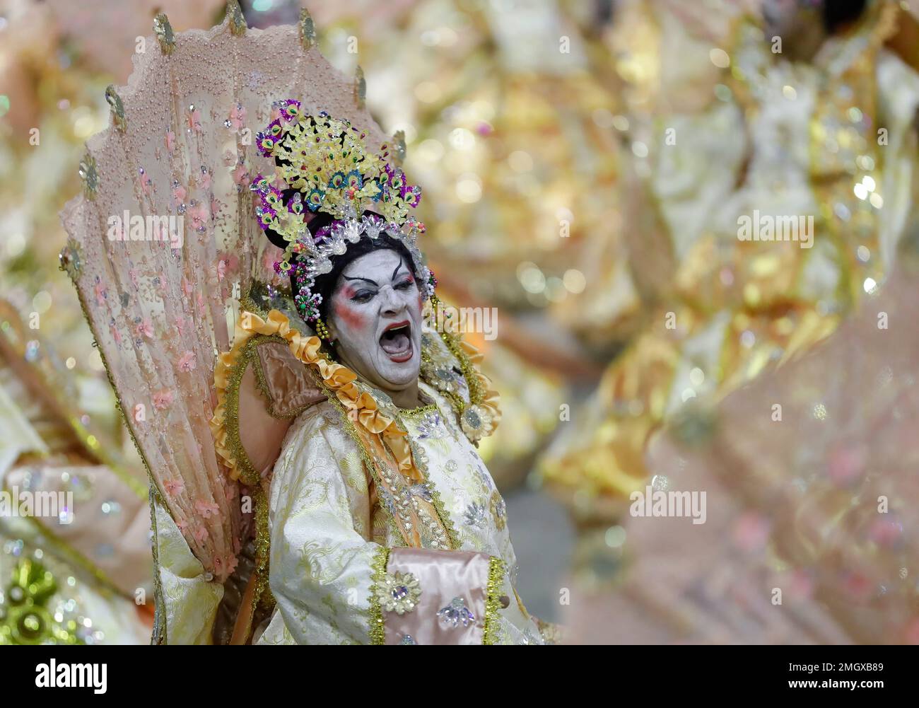 A dancer from the Unidos de Vila Maria samba school performs during a ...