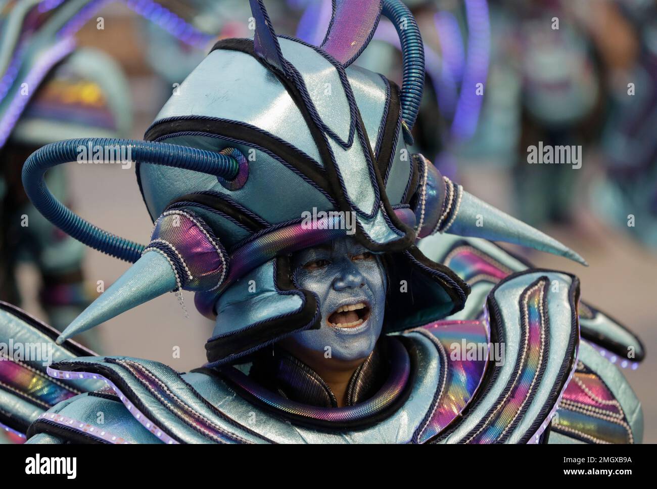 A dancer from the Rosas de Ouro samba school performs during a carnival parade in Sao Paulo ...