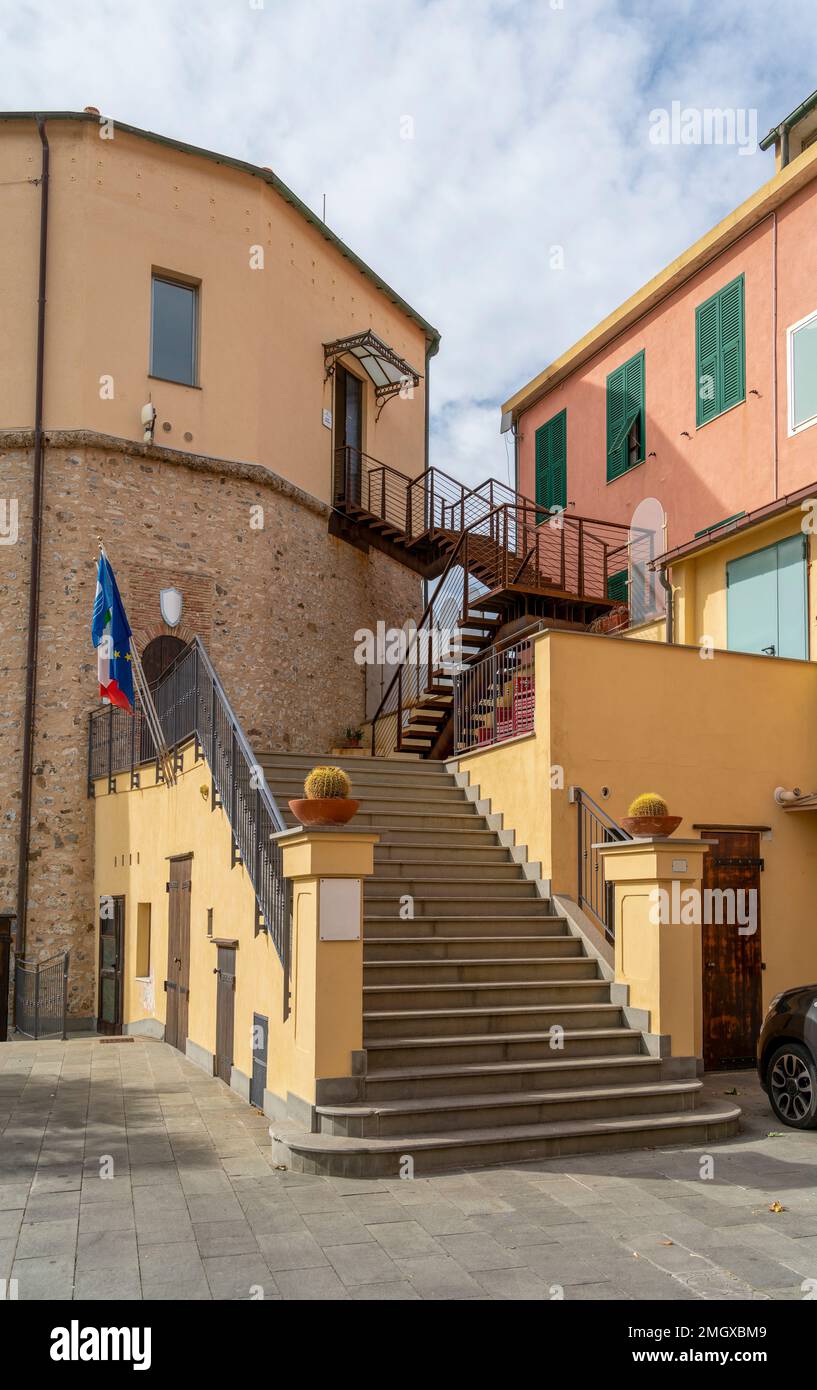 Town hall in Santo Stefano al Mare, a comune in the Province of Imperia ...