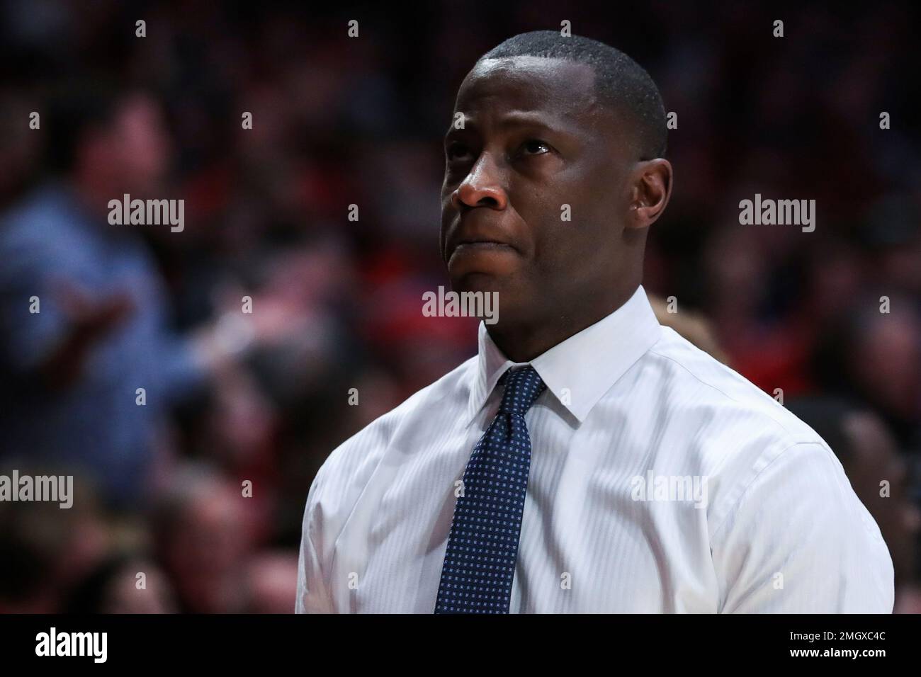 Dayton's head coach Anthony Grant reacts in the second half of an NCAA ...