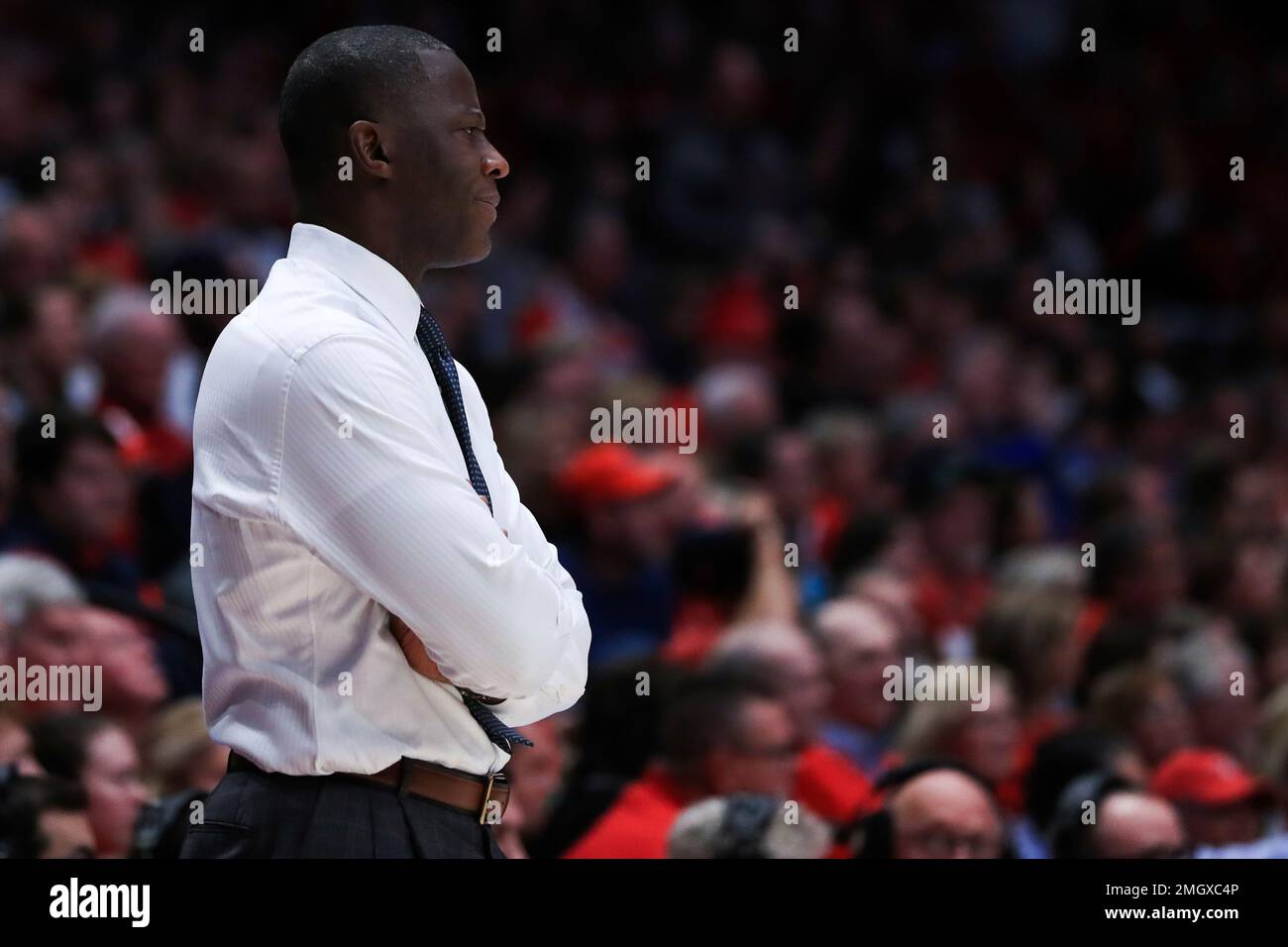 Dayton's head coach Anthony Grant reacts in the second half of an NCAA ...