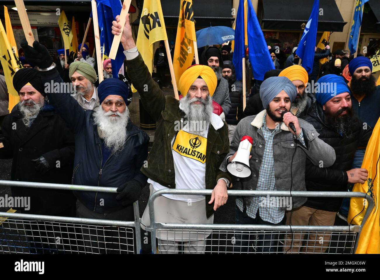 London, UK. 26th Jan, 2023. Punjab, Sikh protesting against India, the ...