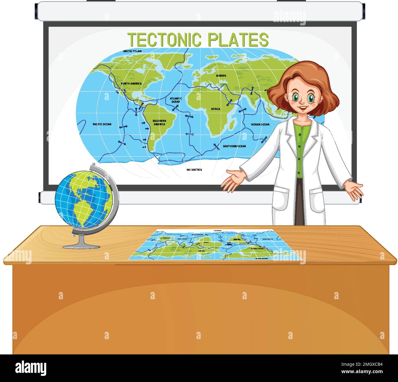 Teacher explaining tectonic plates illustration Stock Vector Image ...