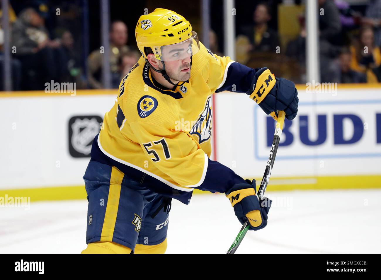 Nashville Predators defenseman Dante Fabbro plays against the Columbus ...