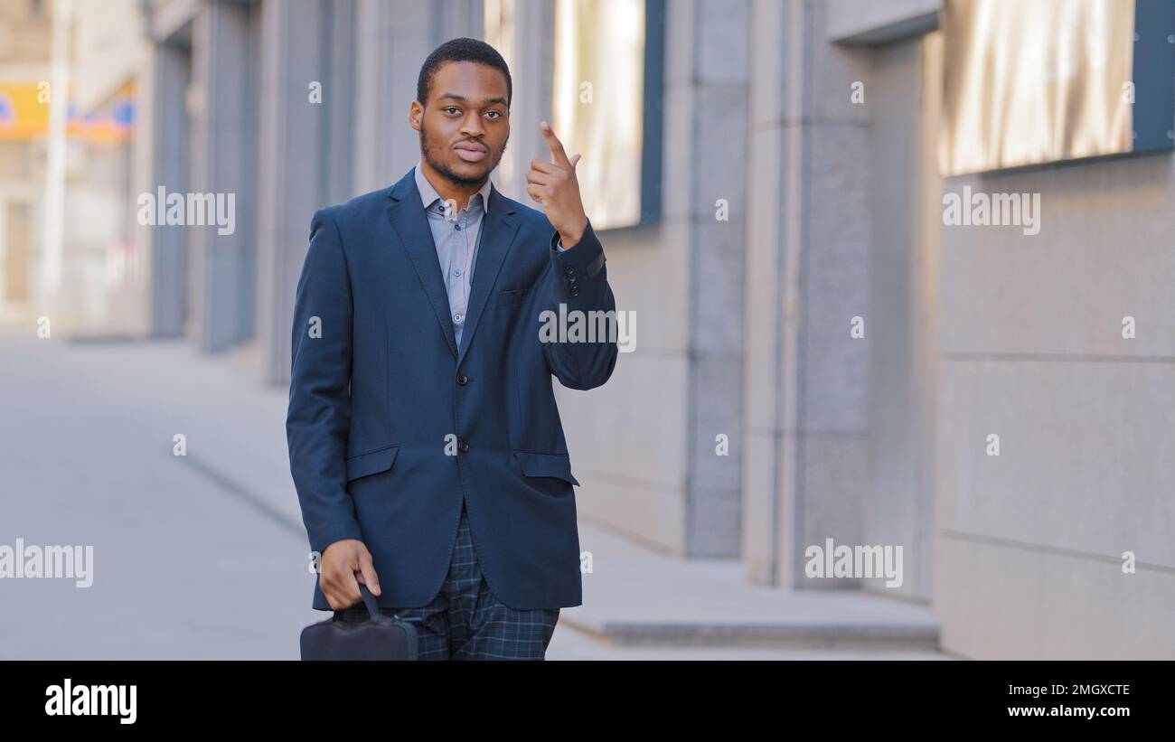 Confident African American serious man employee entrepreneur ...